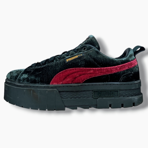 Puma | Shoes | Puma Mayze Velvet Green Gablestibetan Red Platform ...